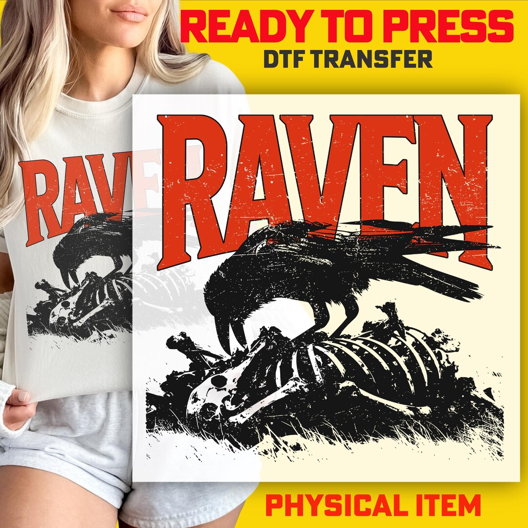 Raven Bird Skeleton Gothic Design Ready to Press DTF Transfer - Etsy