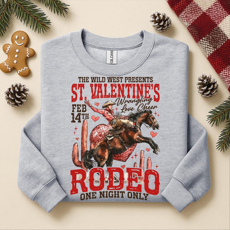Retro Valentine Rodeo Heat Transfer - Cute Cowboy Cartoon Design - Etsy