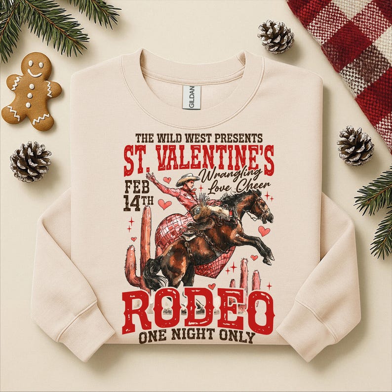 Retro Valentine Rodeo Heat Transfer - Cute Cowboy Cartoon Design - Etsy