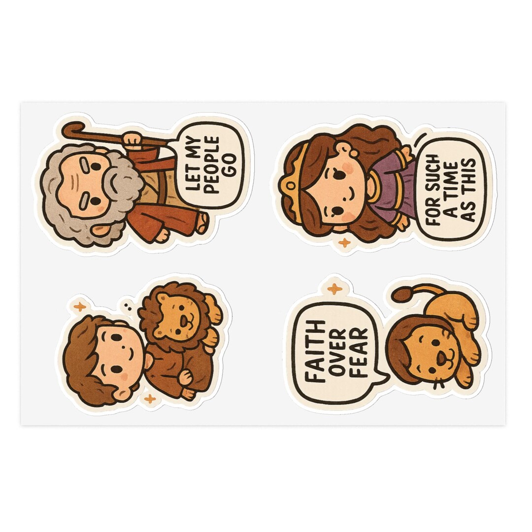 Chibi Bible Character Sticker Sheet, Cute Scripture Stickers for ...