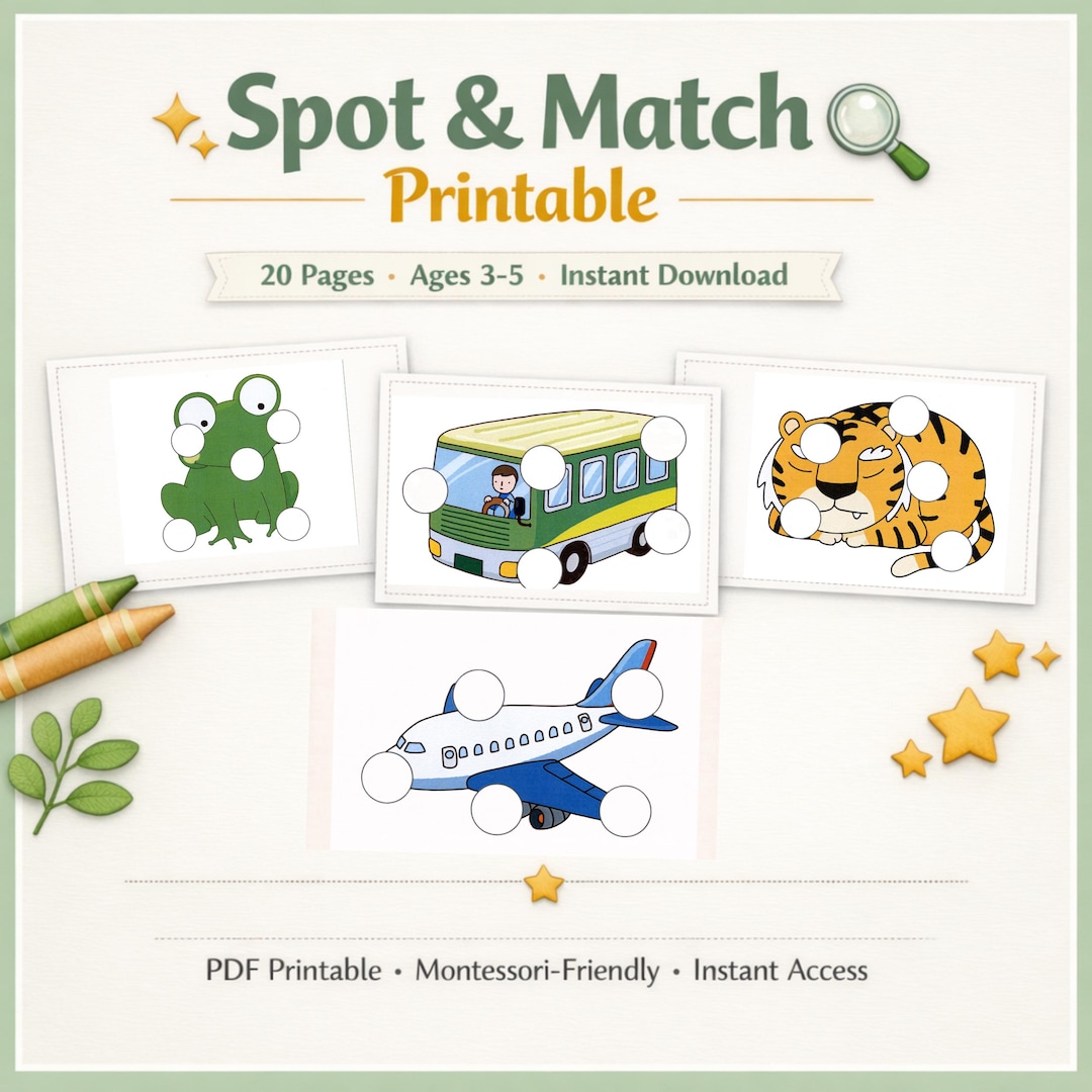 Spot and Match Printable for Kids, Matching Worksheet, Preschool ...