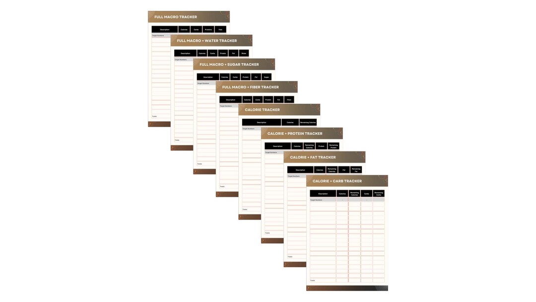 Macro Tracker Pdfs | Printable | Calories, Carbs, Protein, Fat Log - Etsy