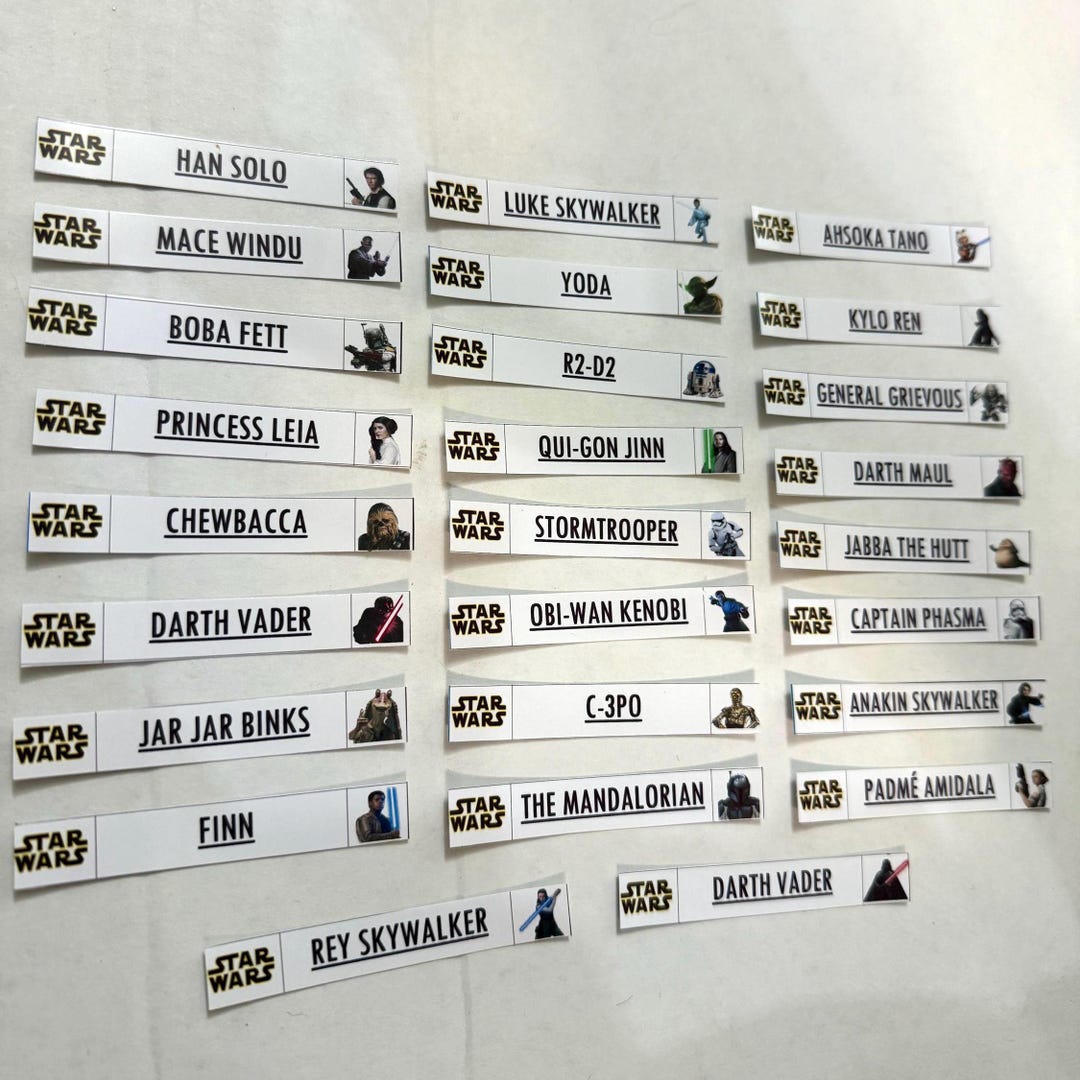 20 Star Wars Character Sticker Labels for BCW Card Dividers - You Pick ...
