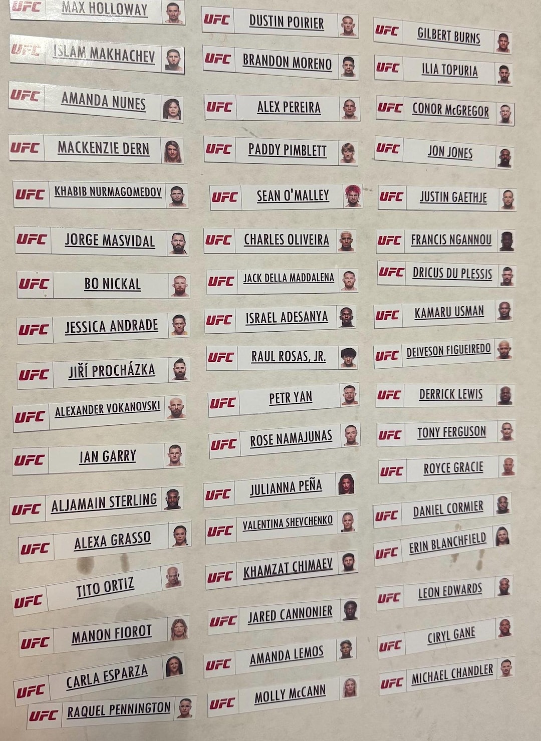 20 UFC Fighter Sticker Labels for BCW Card Dividers - You Pick - Labels ...
