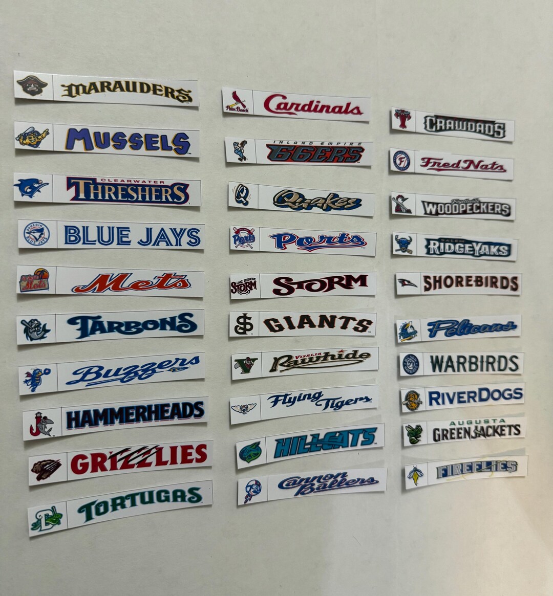 Milb Single-a Team Wordmark Sticker Labels for BCW Card Dividers ...