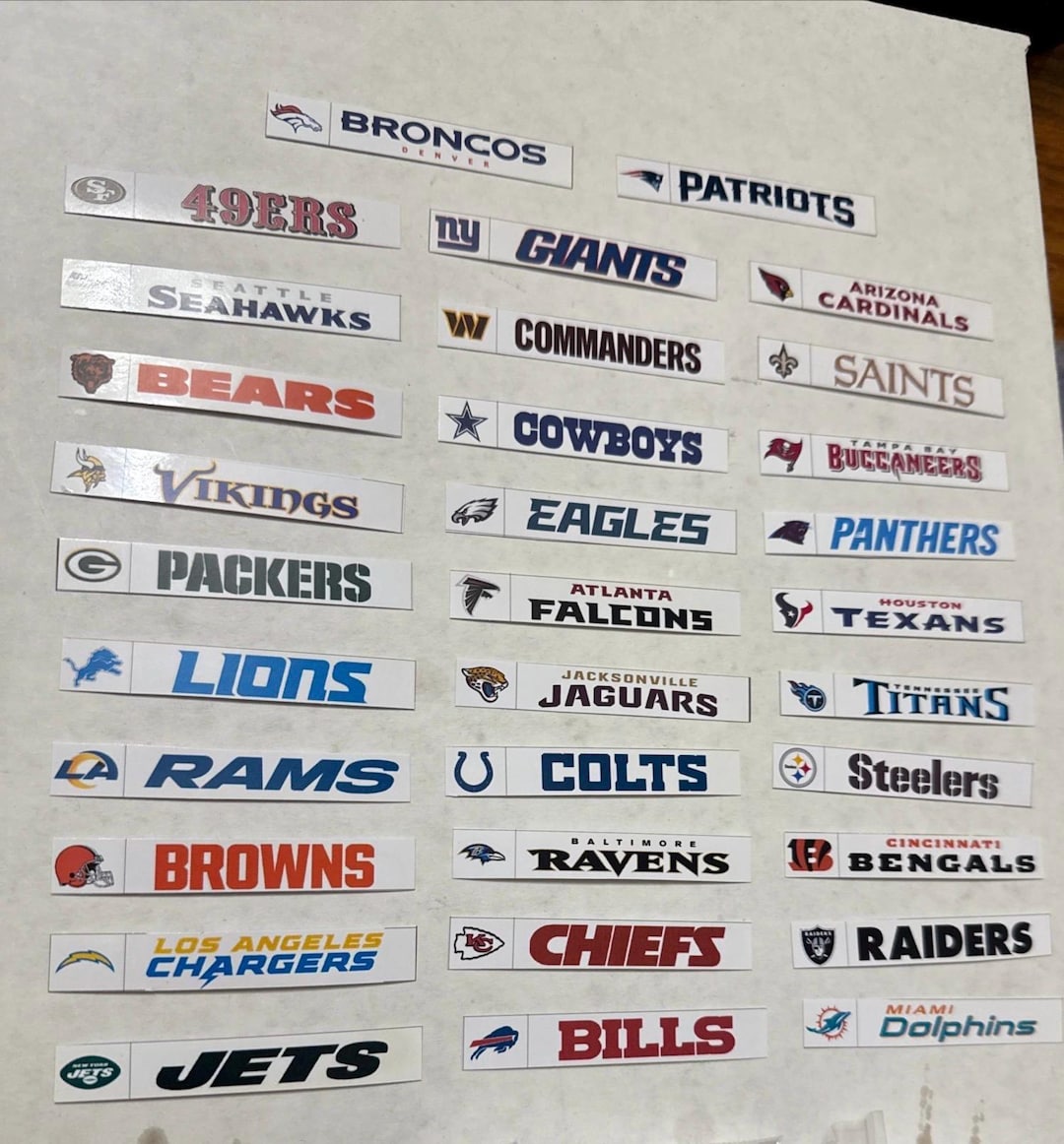 NFL Team Wordmark Sticker Labels for BCW Card Dividers - Labels Only - Etsy