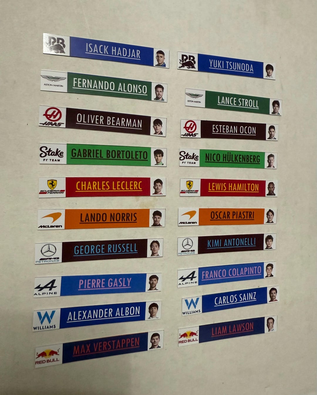 2025 F1 Formula 1 Team Logo/color Driver Sticker Labels for BCW Card ...