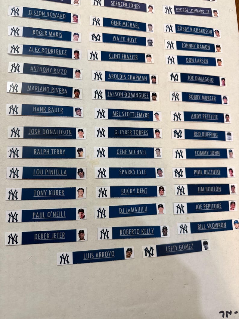 20 New York Yankees Sticker Player Labels for BCW Card Dividers - You ...