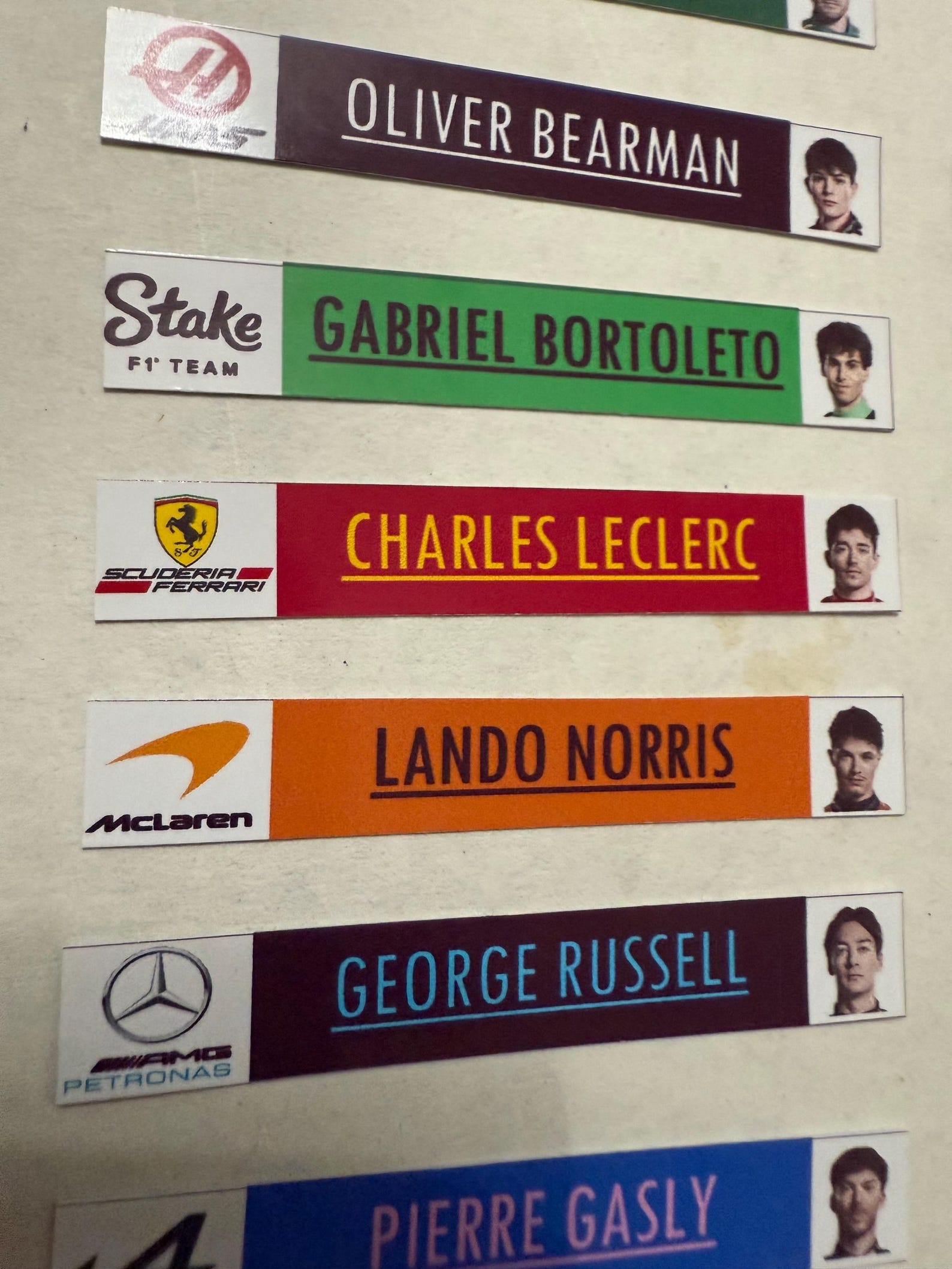 2025 F1 Formula 1 Team Logo/color Driver Sticker Labels for BCW Card ...