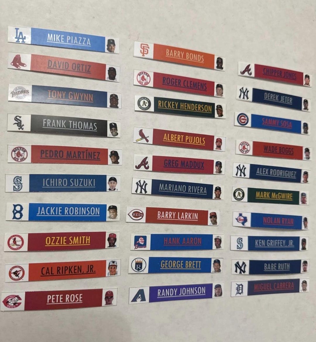 30 MLB Star Retired/hall of Fame Player Labels for BCW Card Dividers ...