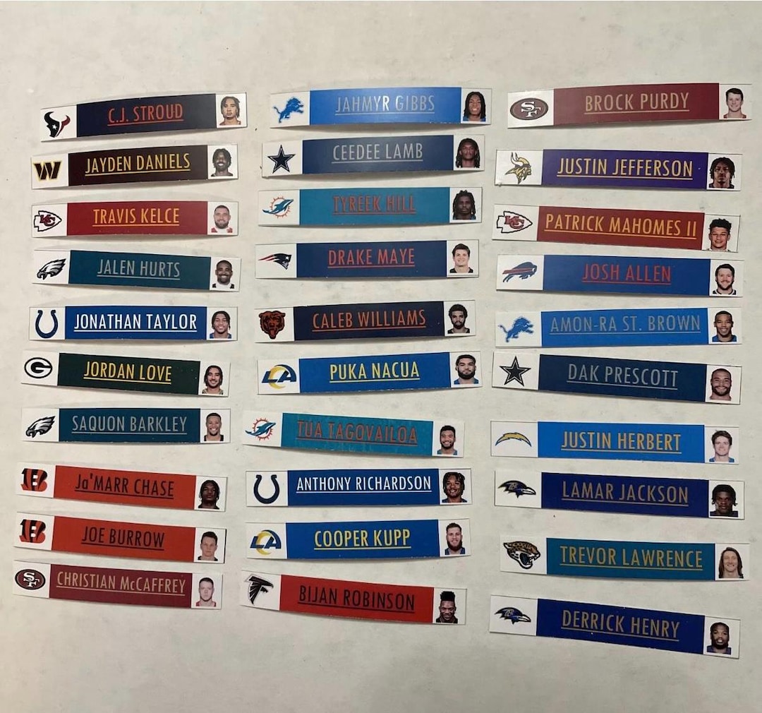 30 NFL Star Player Sticker Labels for BCW Card Dividers - Labels Only ...