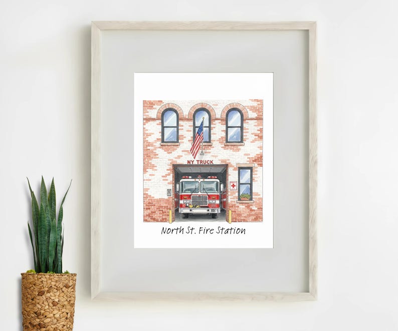 Custom Firefighter Portrait - Firefighter Gift Idea - Watercolor Photo ...