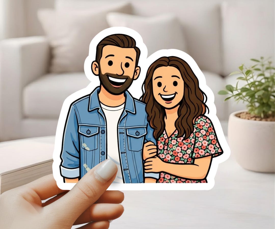 Custom Couple Sticker From Photo – Personalized Cartoon Couples Decal ...