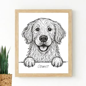 Custom Dog Line Drawing – Personalized Pet Sketch From Photo - Dog Nook ...
