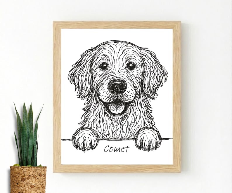 Custom Dog Line Drawing – Personalized Pet Sketch From Photo - Dog Nook ...