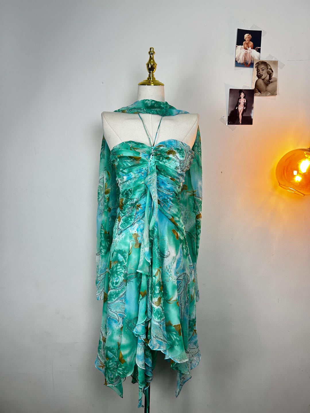 Vintage Y2K Dress 2000s Lexus Prive Brand Fairy Light Blue & Green ...