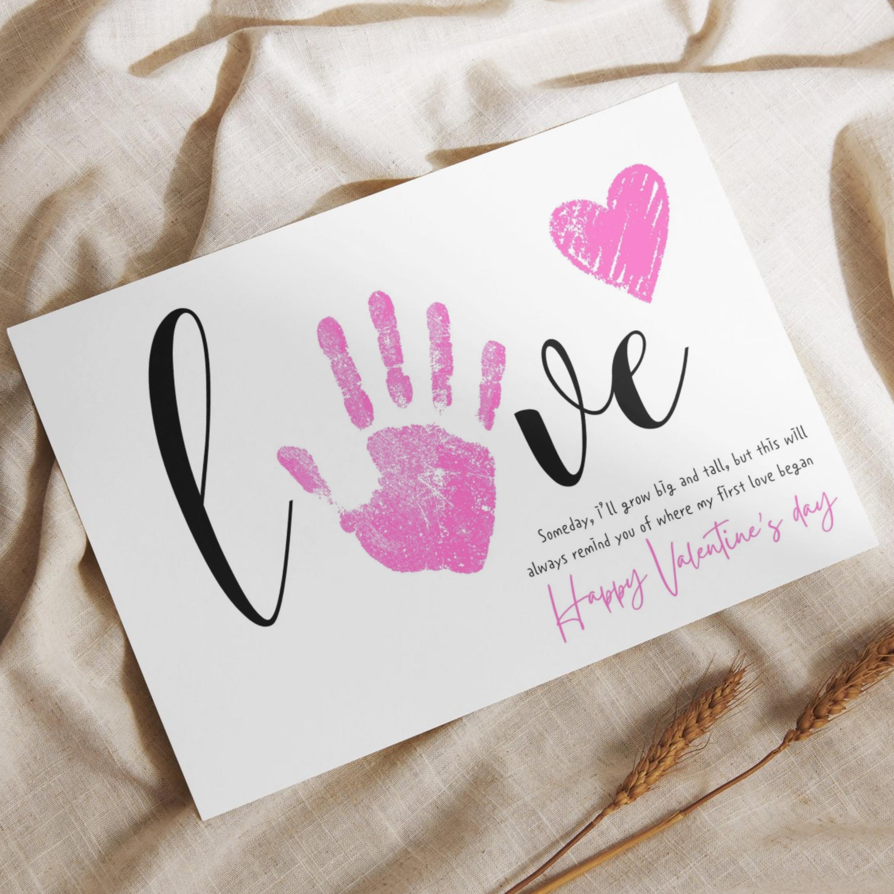 PRINTABLE Valentines Day Handprint Art Craft for Kids, Baby Toddler ...