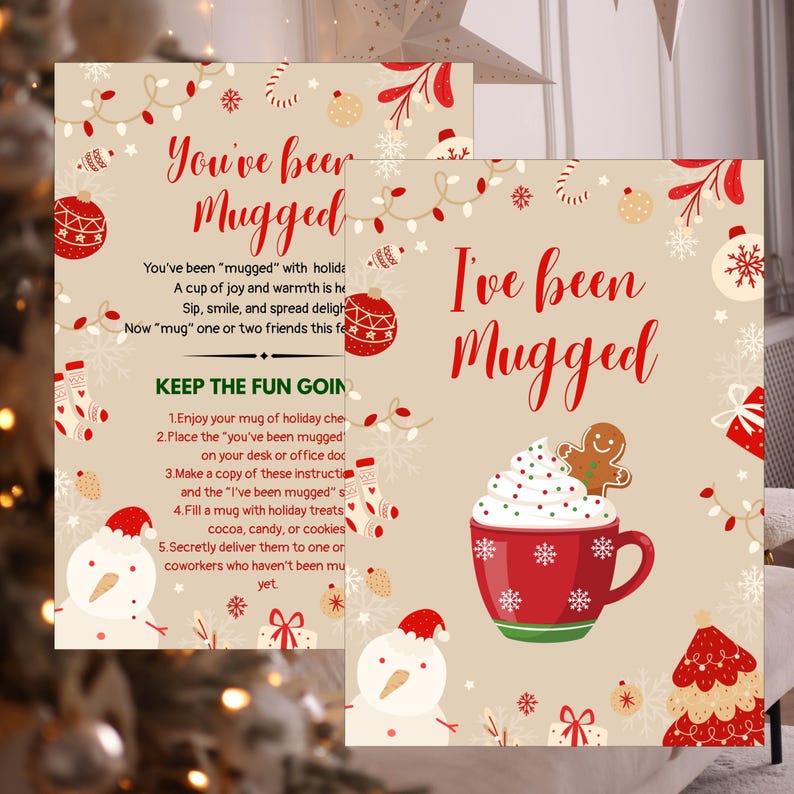 You've Been Mugged Printable, Christmas Mug Exchange Game, Holiday ...