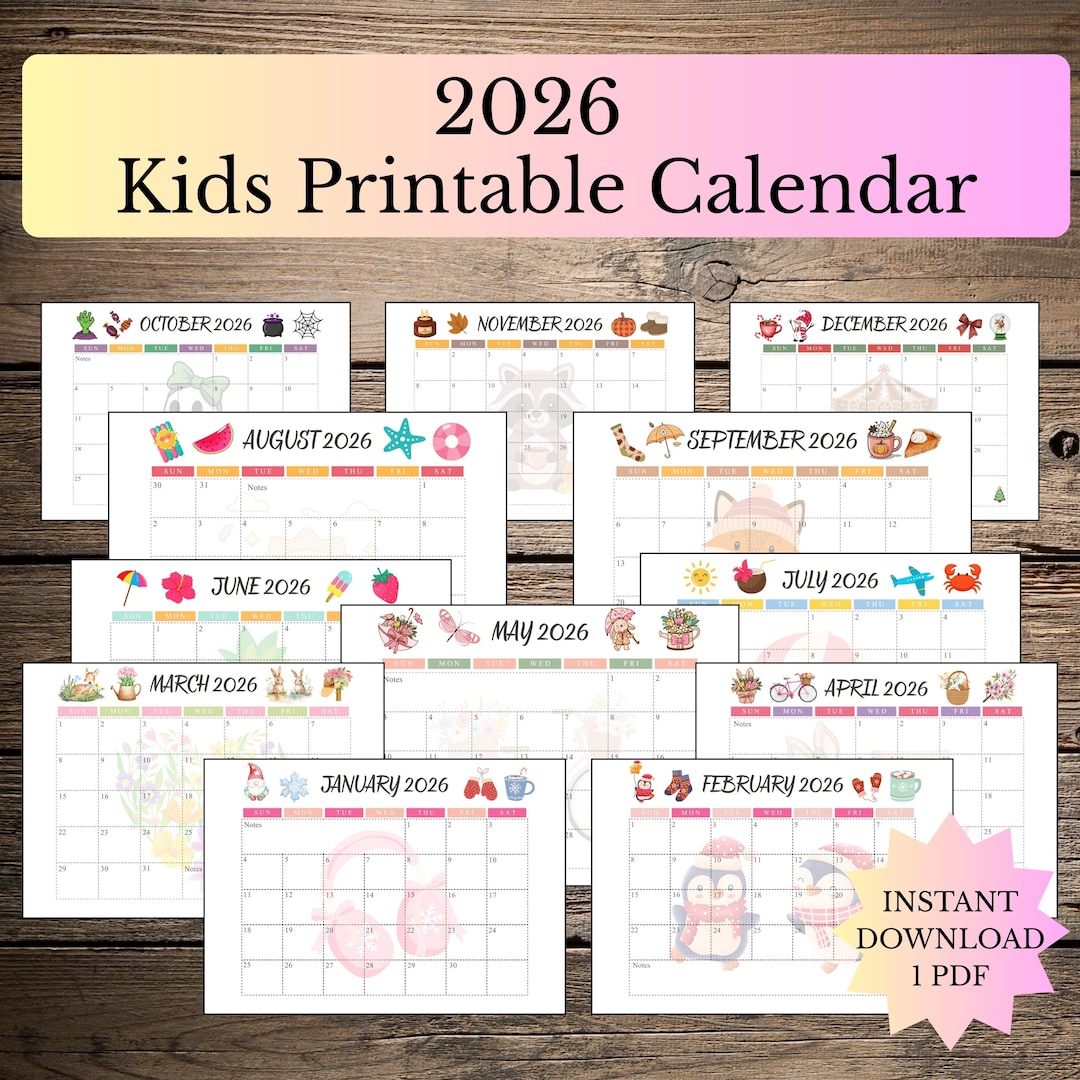 2026 Monthly Calendar Bundle, Printable 2026 Planner, Home School ...