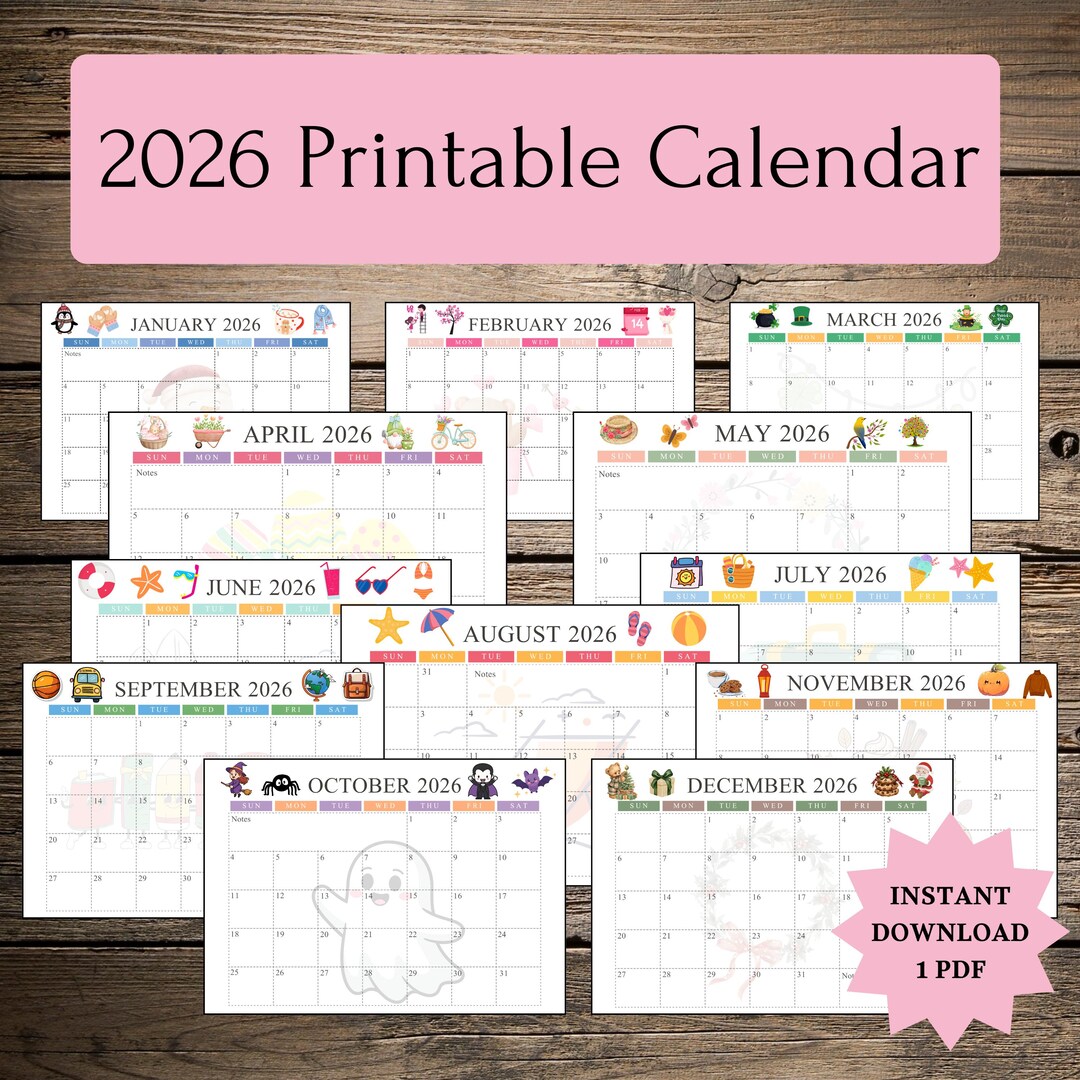 2025 Watercolor Calendar for Kids, Homeschool Planner PDF, Monthly ...
