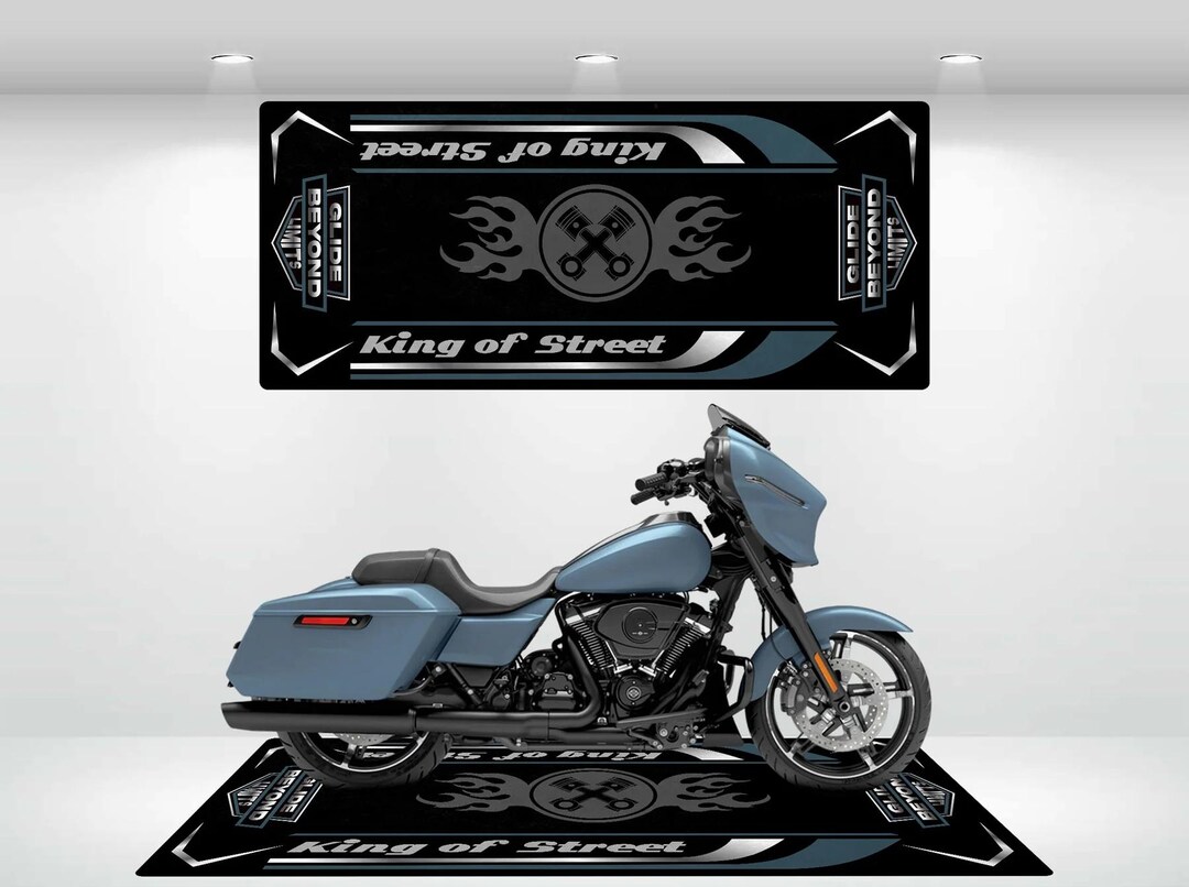 Harley Style Motorcycle Mat - Garage Mat - Personalized Rug Motorcycle ...