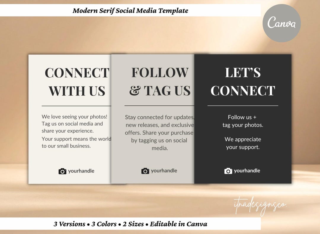 Social Media Card Template, Small Business Insert, Modern Serif ...
