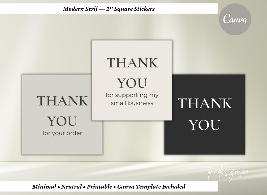 Modern Serif 2" Square Stickers • Small Business Packaging Stickers ...