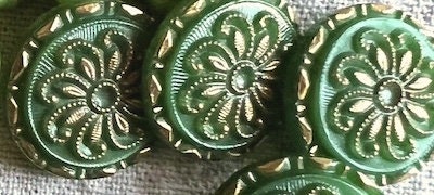 Vintage Czech Green and Gold Glass Shank Buttons - Etsy