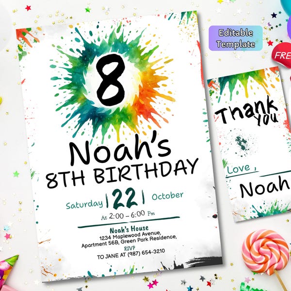 Paint Splatter Invitation - Etsy Canada