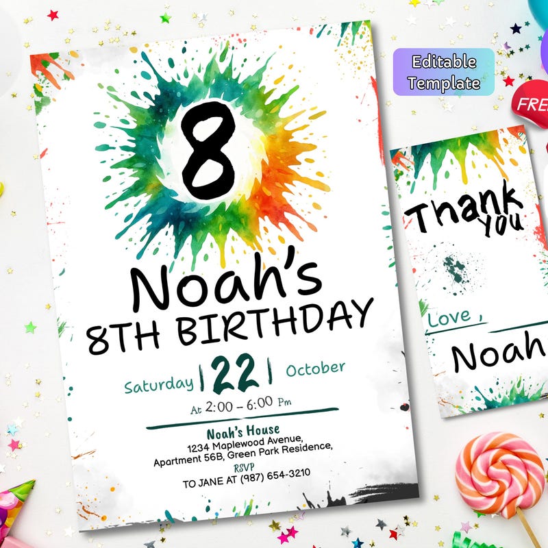 Paint Splatter Invitation - Etsy Canada
