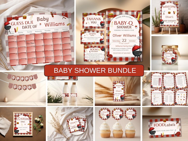 Baby-q Baby Shower Bundle, BBQ Baby Shower Invitation & Games, Backyard ...