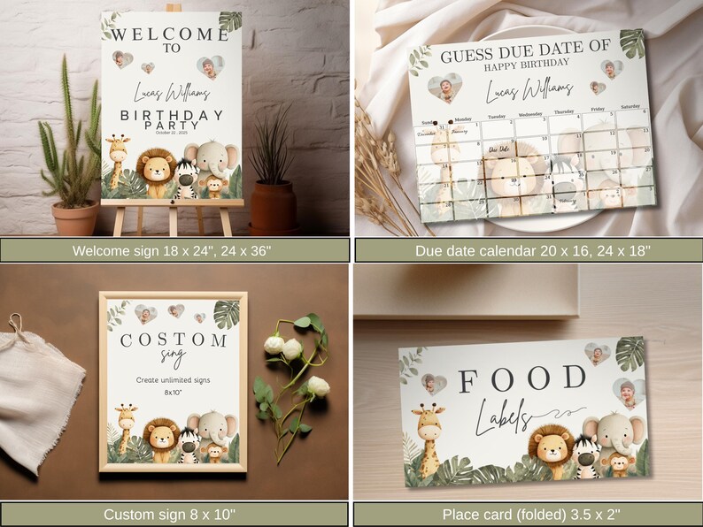 Wild One Birthday Invitation Bundle, Photo Birthday Decor, Safari First ...