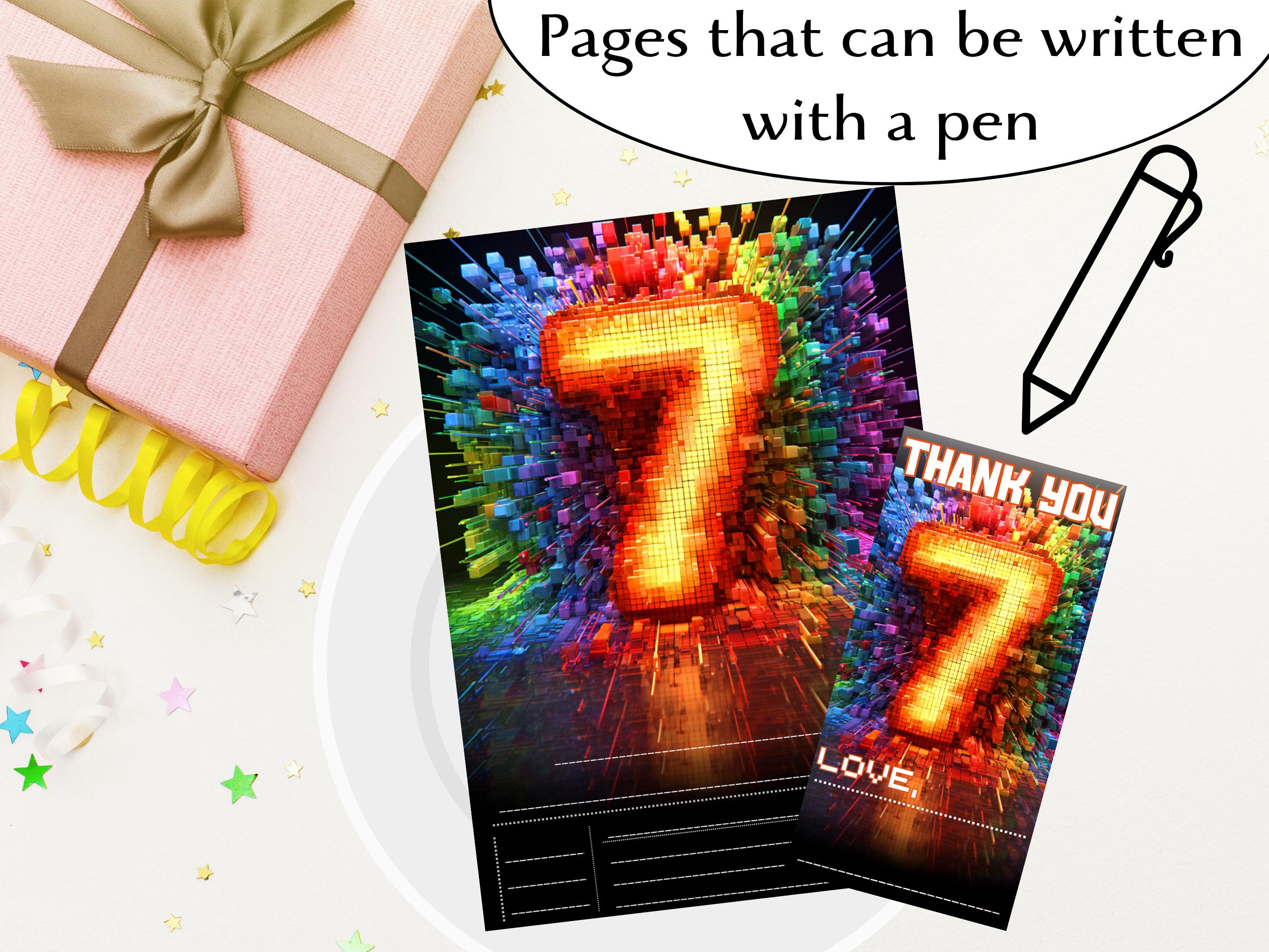7th Birthday Invitation Template, Editable Kids Party Invite, Colorful ...