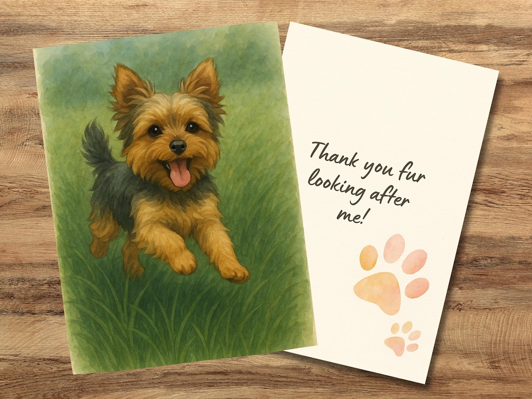 Yorkshire Terrier Thank You Card | Yorkie Dog Printable | Watercolour ...