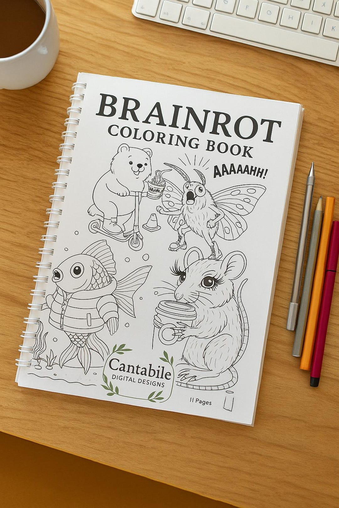 Brainrot Meme Coloring Book: Funny Animal Humor (PDF Downloadable Pages ...