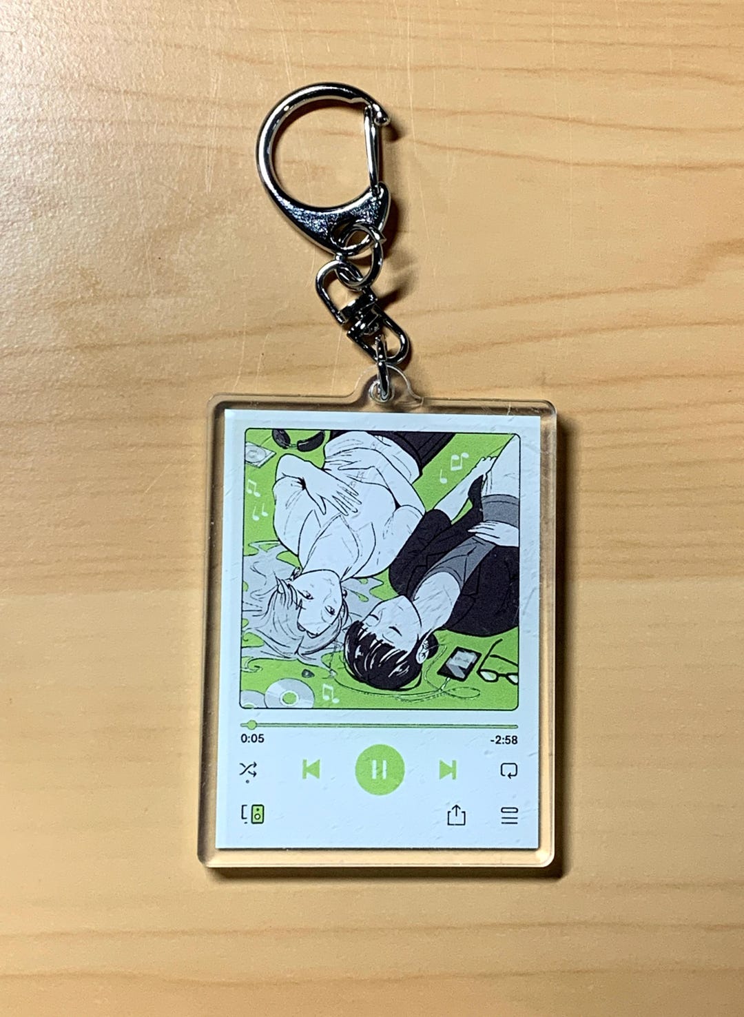 Green Yuri Playlist (two-sided ) Keychain // Green Yuri Series - Etsy