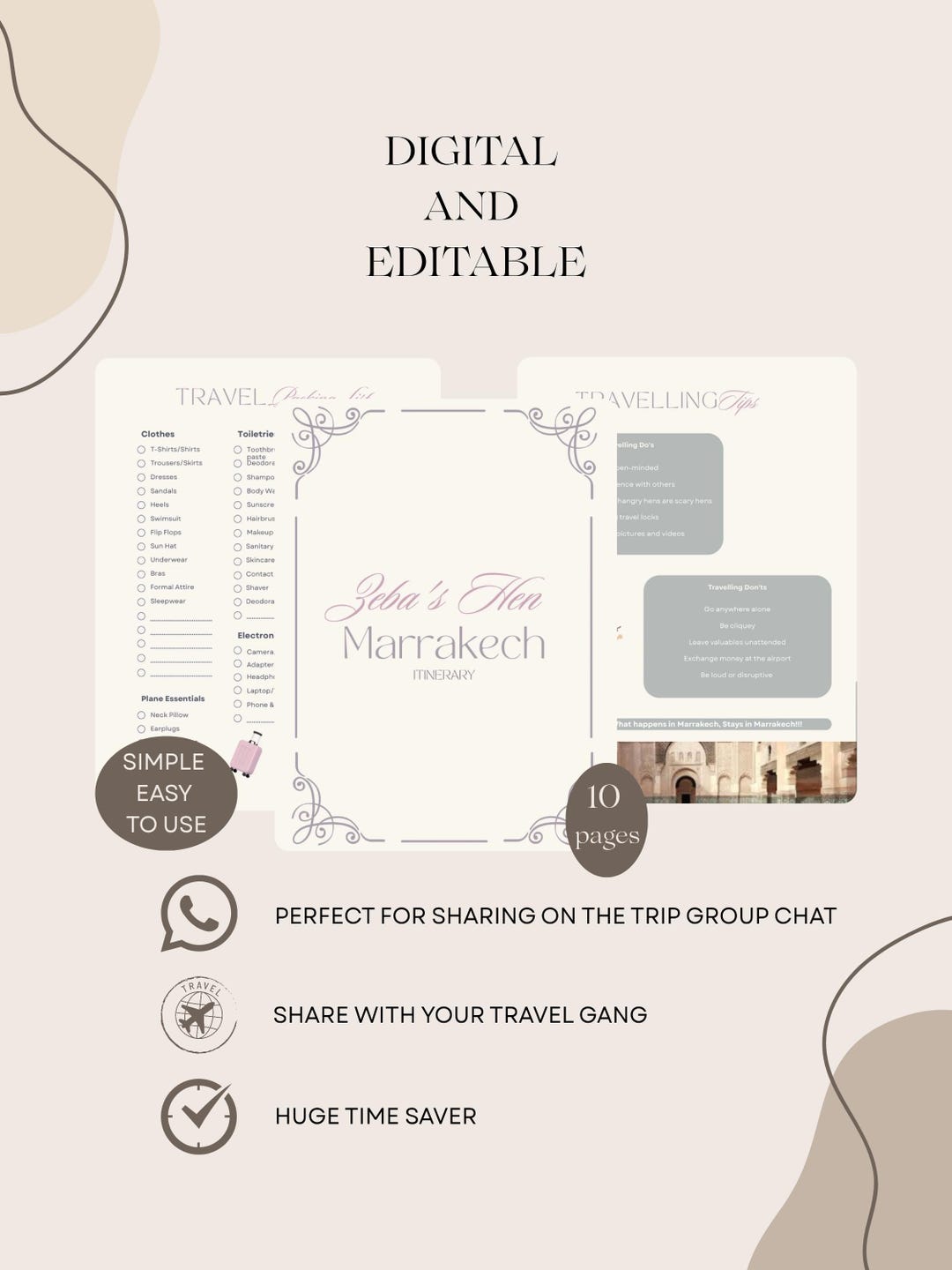 Editable Travel Itinerary Template : Canva Travel Planner (digital ...