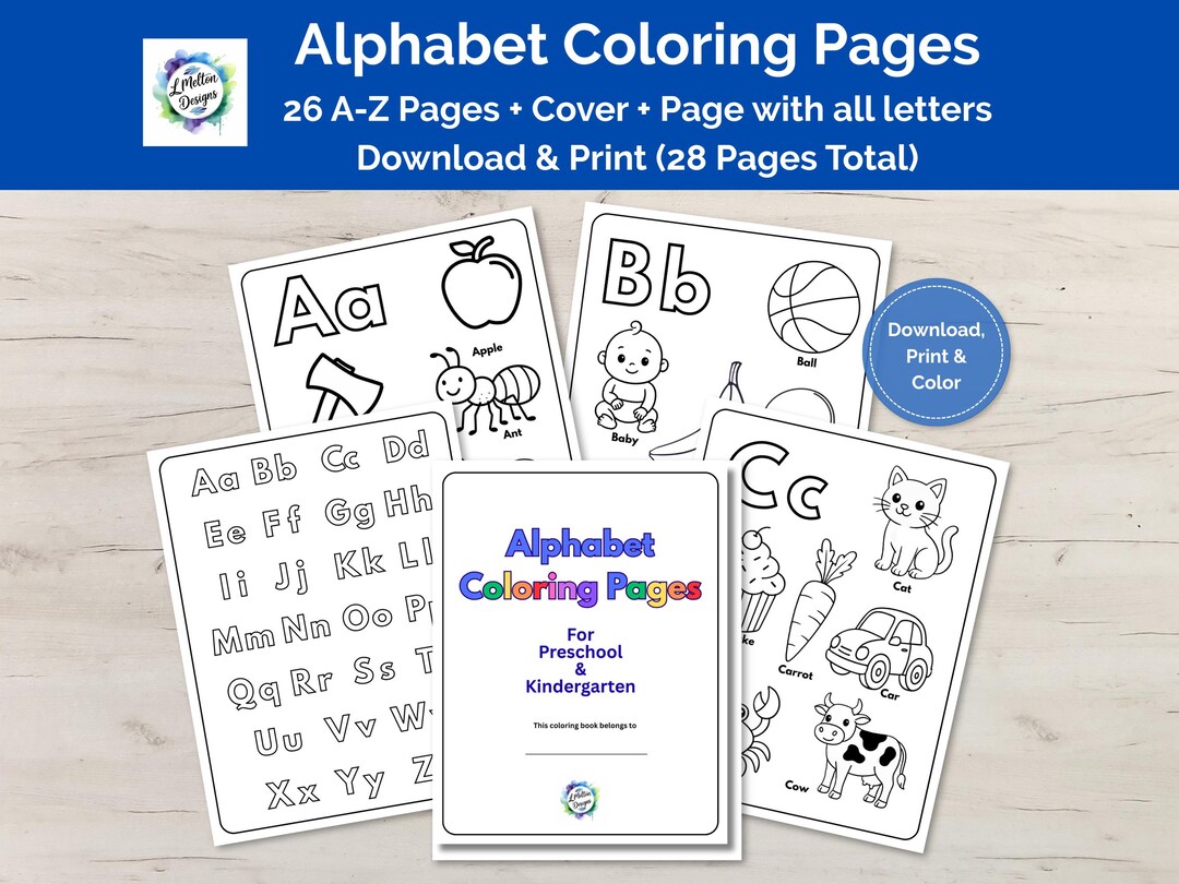 Alphabet Coloring Pages, Preschool A-Z Printable Learning Activity, PDF ...