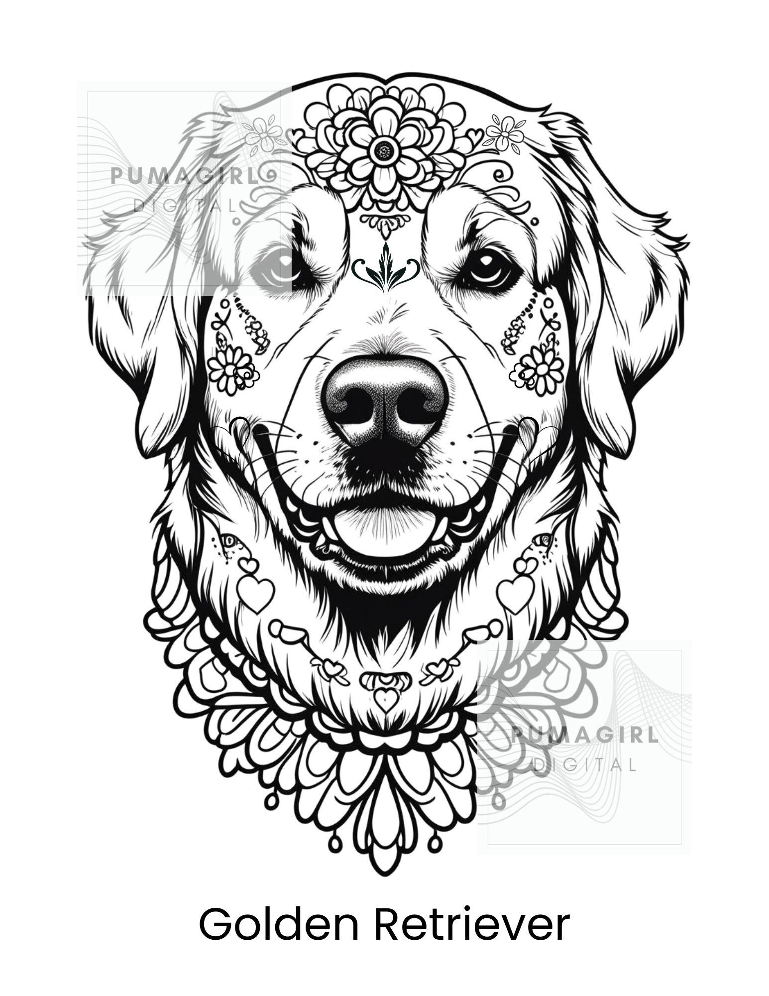 25 Sugar Skull Dog Breeds Coloring Pages Digital Download Printable ...
