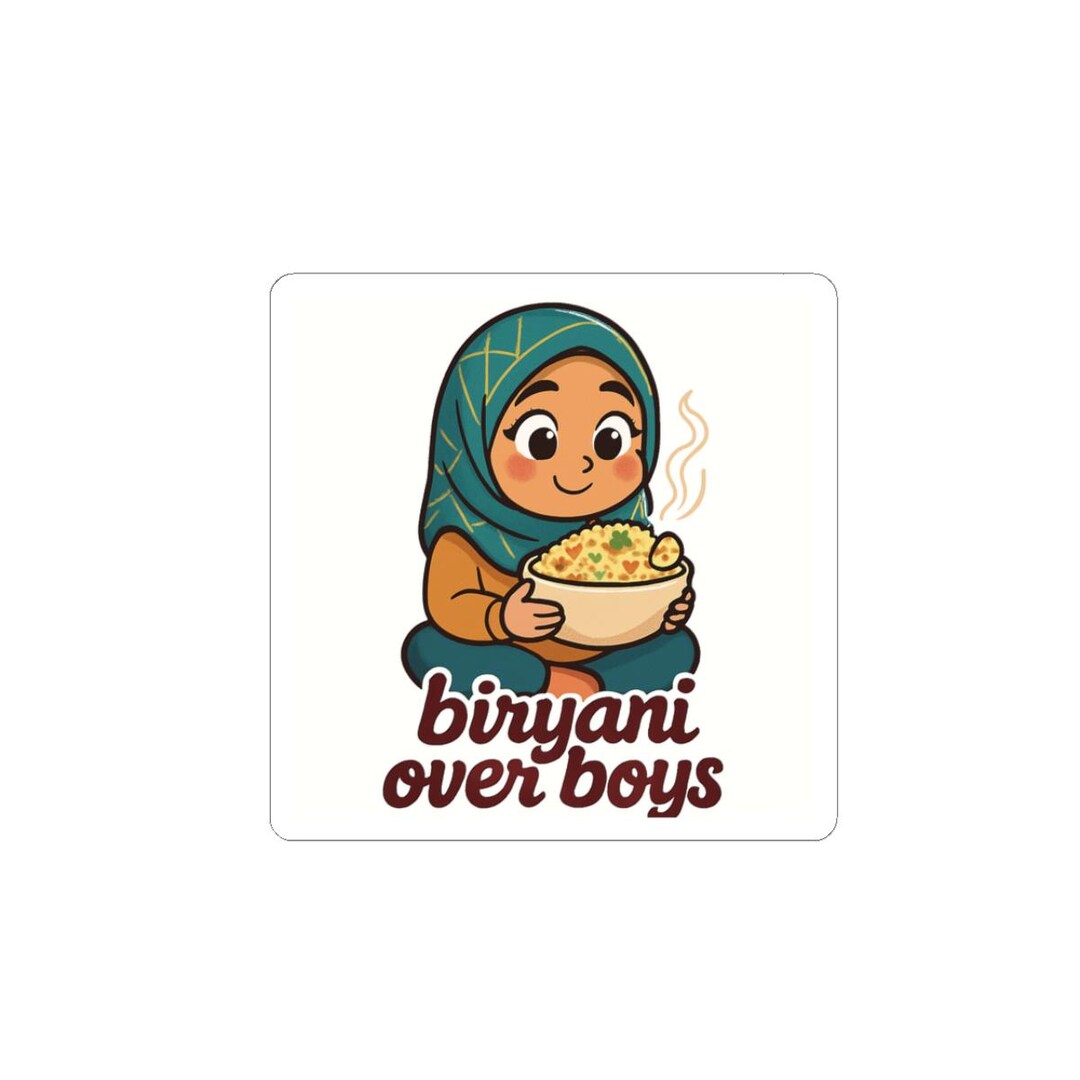 Biryani Over Boys Sticker | Kiss-cut Sticker, Hijabi Girl Holding ...