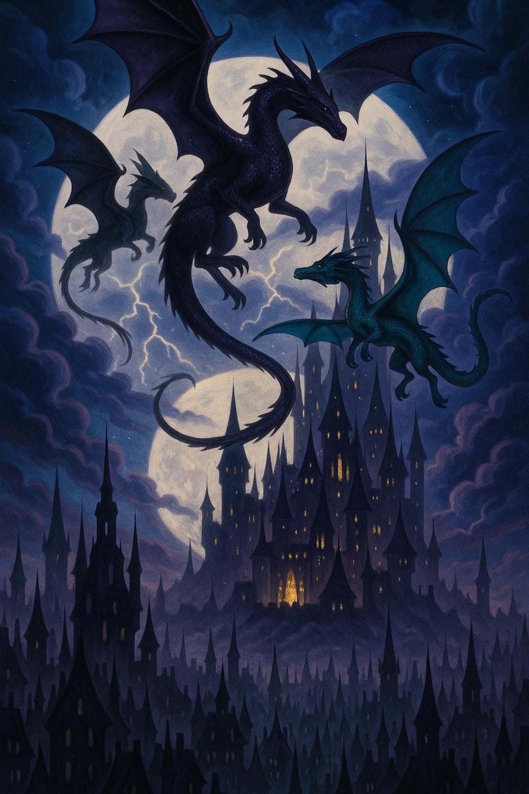 Fantasy Dragon Inspired PNG | Three Flying Dragons Wyrm | Romantasy ...