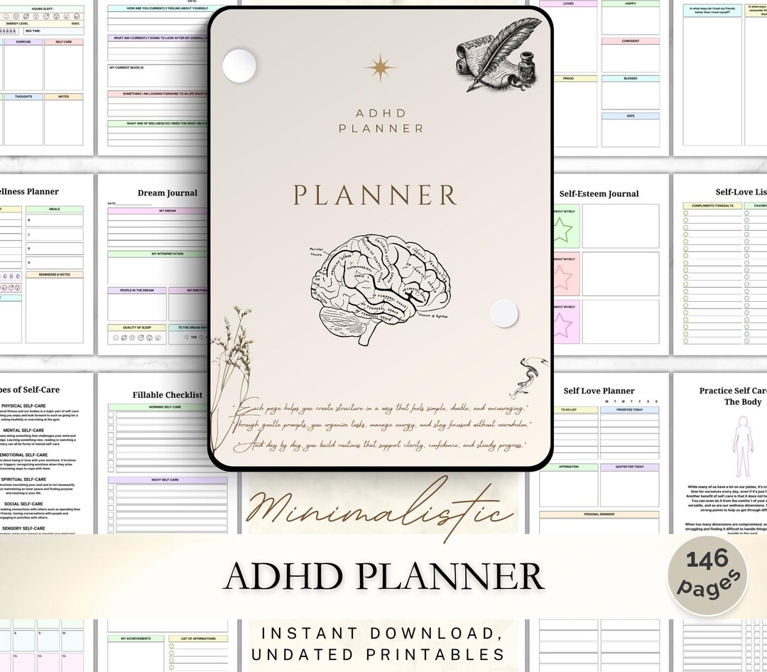 ADHD Planner, Focus & Routine Organizer, Productivity Printable, Daily ...