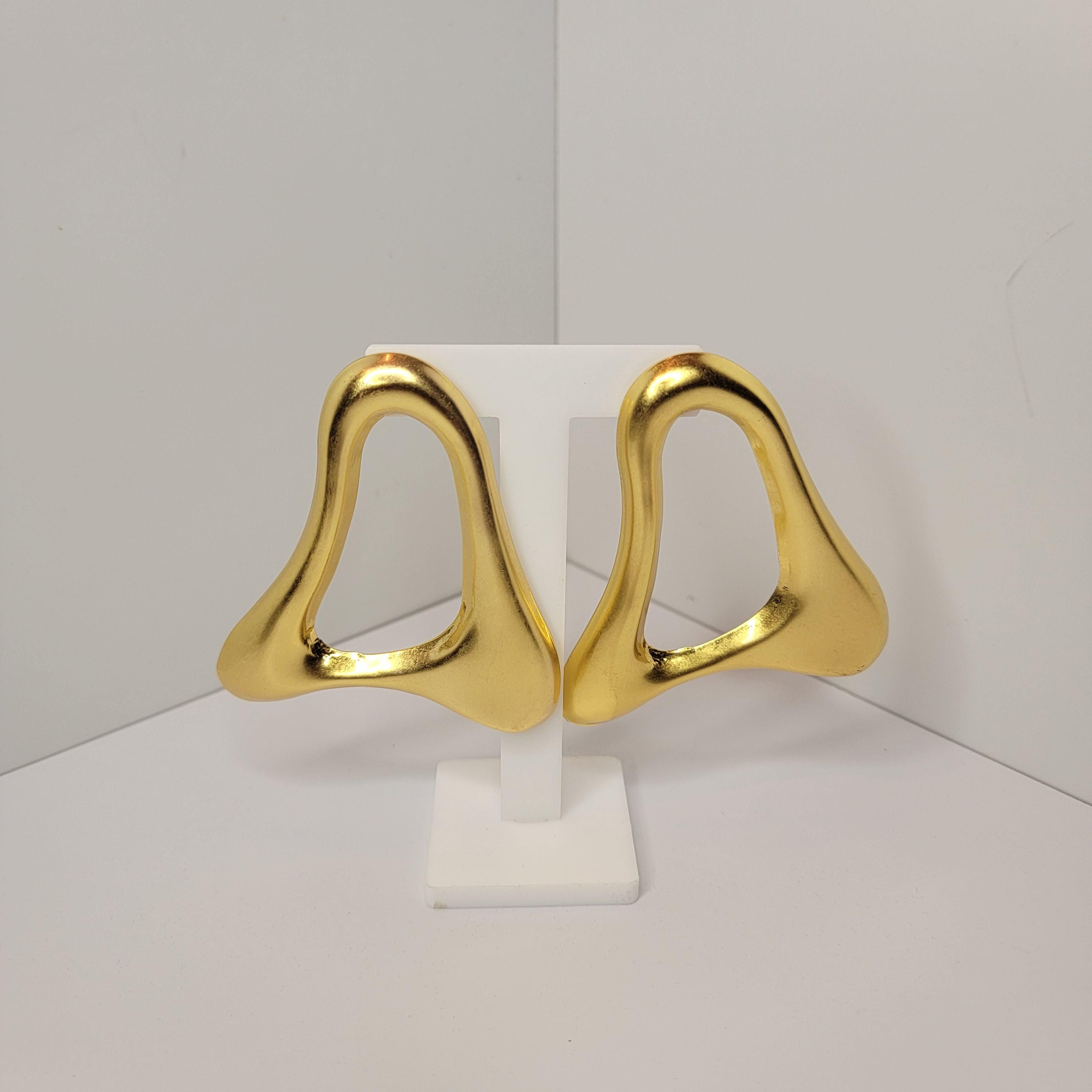 Elegant Bold Geometric Statement Earrings Golden Dangle Statement Piece ...
