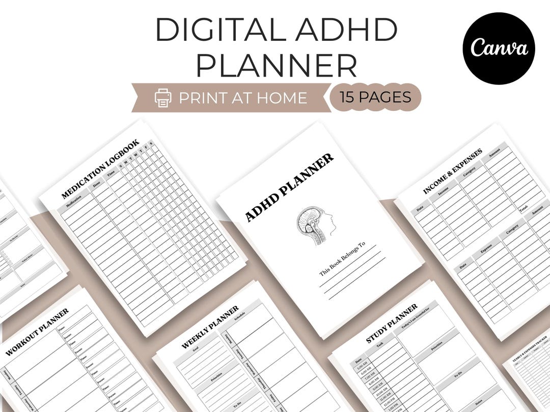 ADHD Digital Planner | Editable Canva Template | Neurodivergent ...
