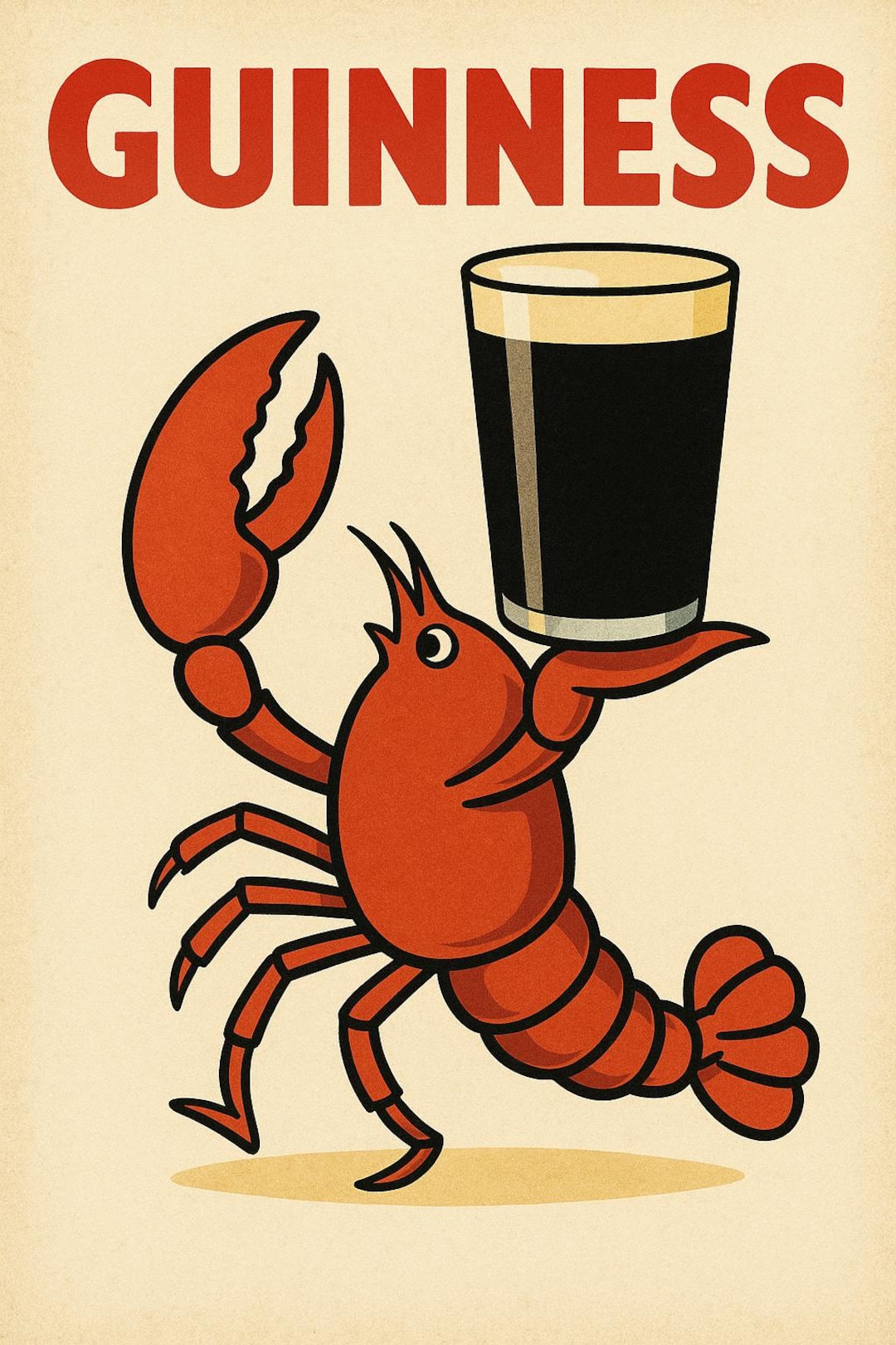 Vintage Guinness-inspired Lobster Poster | Retro Beer Wall Art | Pub ...