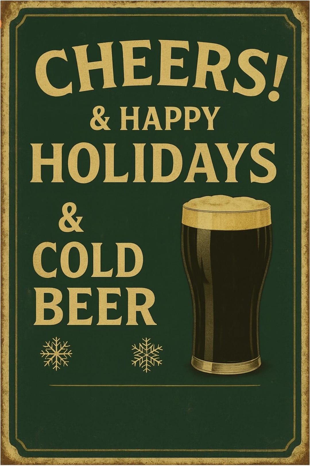 Cheers & Cold Beer - Holiday Irish Pub Sign - Etsy