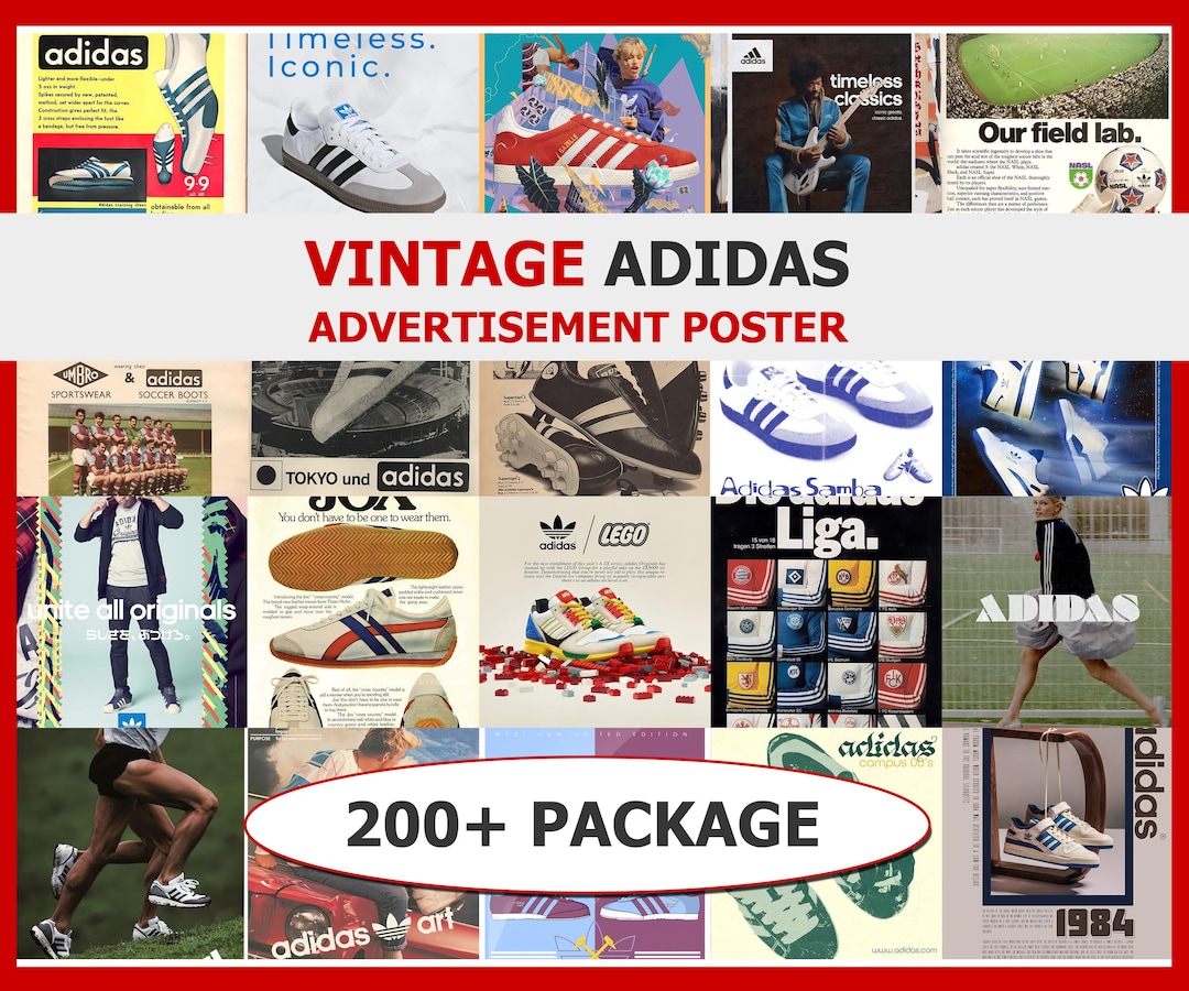 Vintage Adidas Poster Collection | Printable Wall Art Junk Journal ...