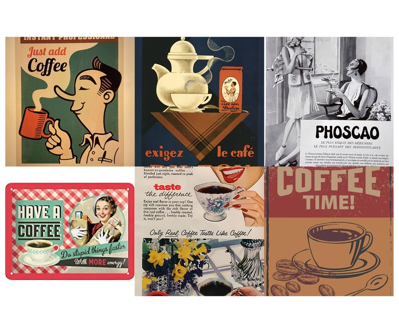 Vintage Coffee Advertising Poster Set | Vintage Posters Poster ...