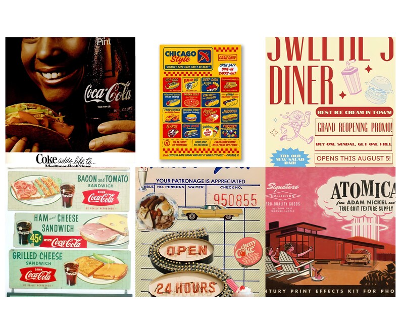 Vintage Restaurant Diner Advertising Poster Set | Vintage Posters ...