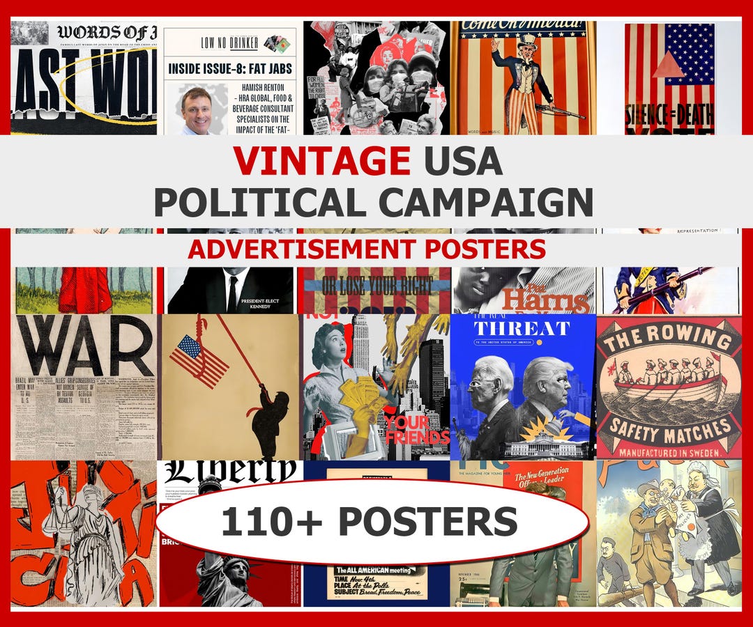Vintage USA Political Campaign Posters Cover Poster | Vintage Posters ...